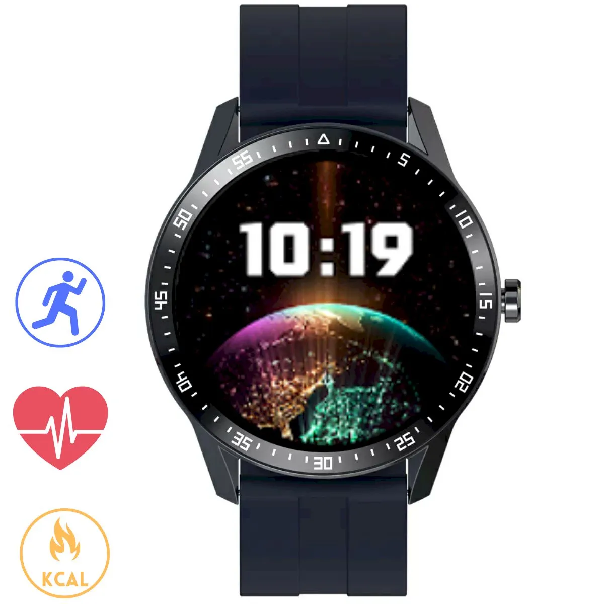 Czarny sportowy smartwatch Tętno Kroki Tryby sportowe G.Rossi SW018-3 ...
