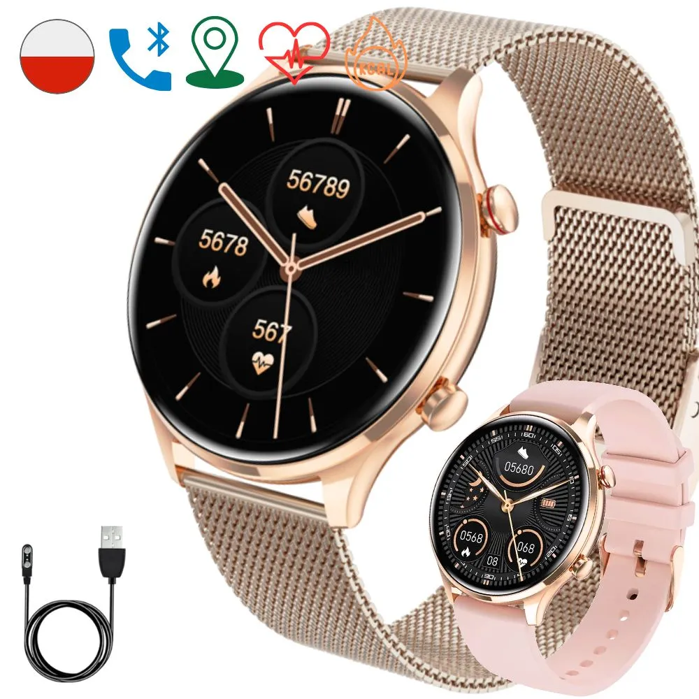 Smartwatch damski Rubicon Anita złoty z funkcją rozmowy - 169,00 zł ...